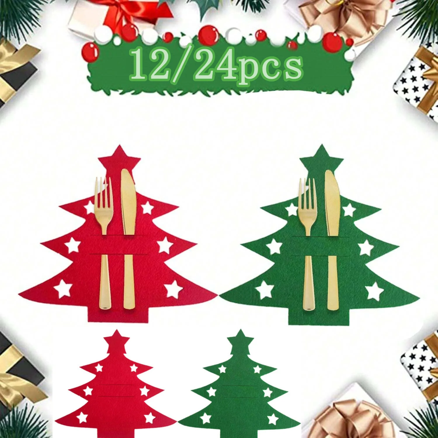 12-24pcs-Christmas-Tree-Cutlery-Holder-Felt-Knife-Fork-Bags-Xmas-Tree ...