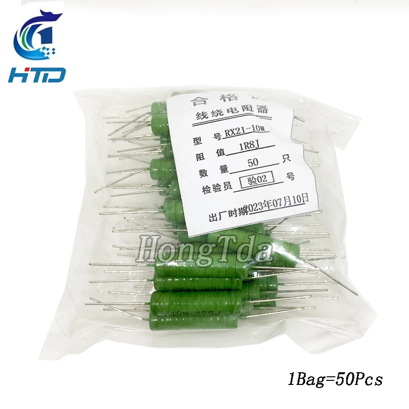 50pcs RX21 10W Wire Wound Resistance 5% 1R 10R 100R 1K 10K 12K 15K 18R ...