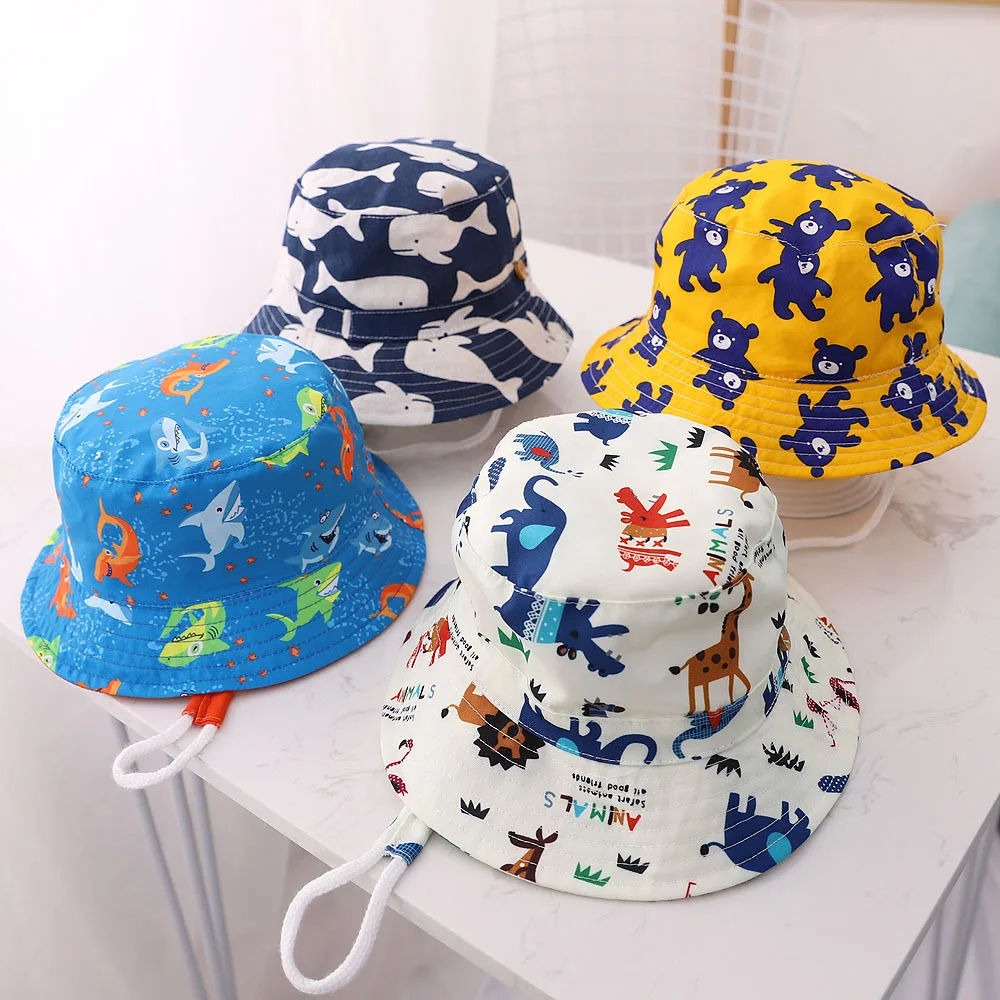 Cute-Kids-Outdoor-Bucket-Hats-Children-Sun-Hats-with-Windproof-Rope ...