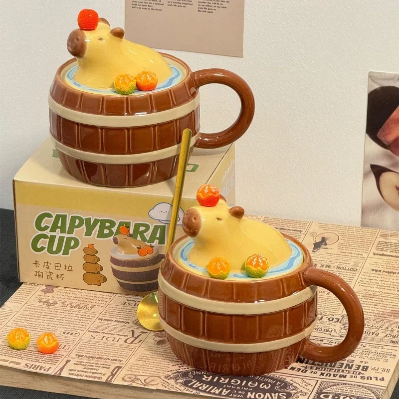 Capybara-Mug-with-Lid-Ceramic-Coffee-Cup-Creative-Cartoon-Multi-Purpose ...
