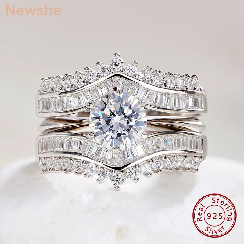 Newshe-Genuine-925-Sterling-Silver-Engagement-Ring-Sets-Enhancer-Round ...