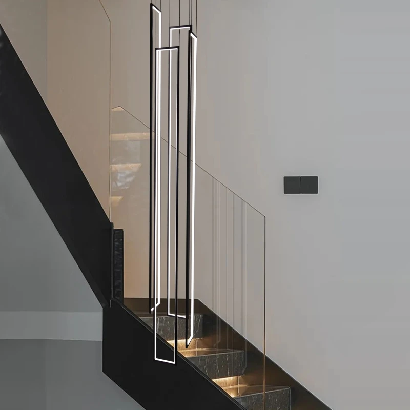 Modern Black Rectangle Led Pendant Lights Living Room Decor Led Pendant ...