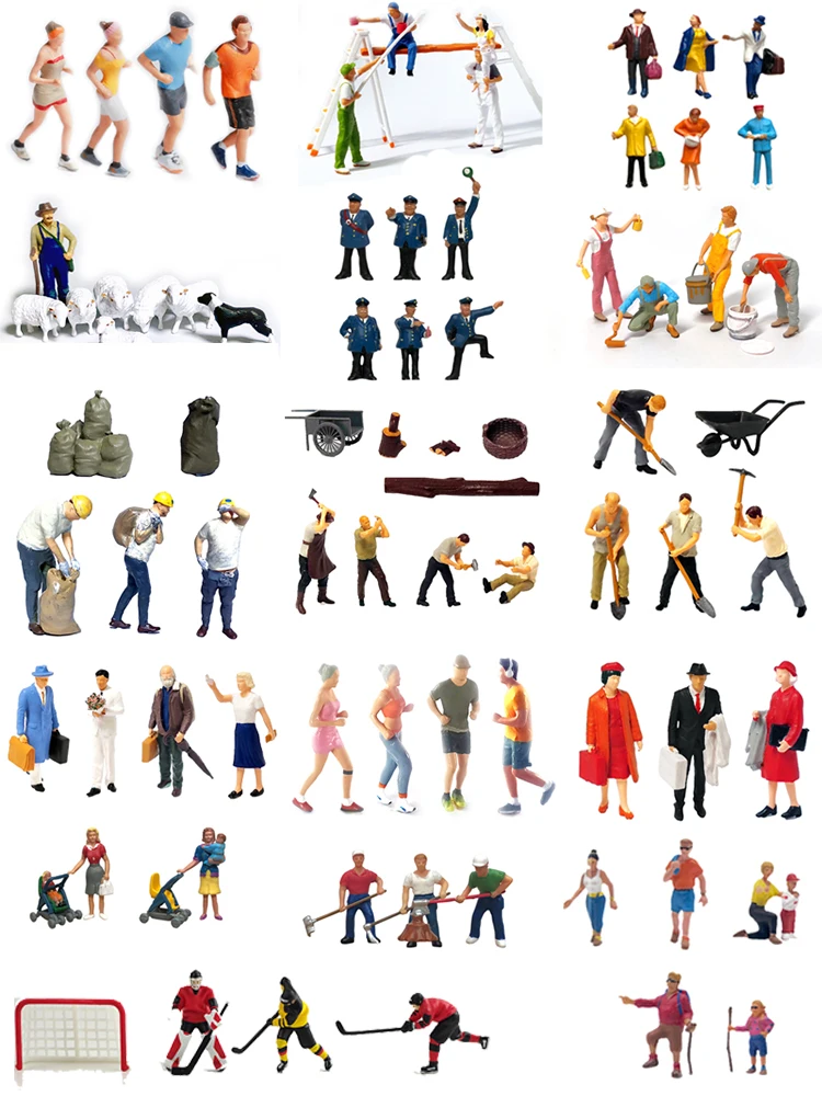 1-87-Painted-Figures-HO-Scale-Standing-People-Assorted-Poses ...