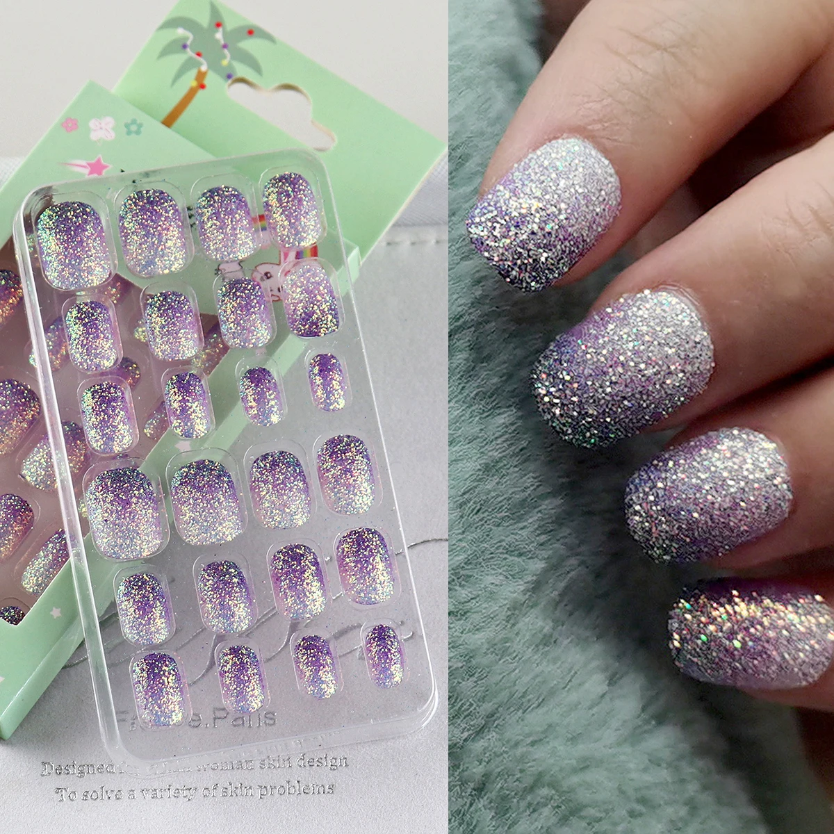 Purple Sparkle Acrylic Nails