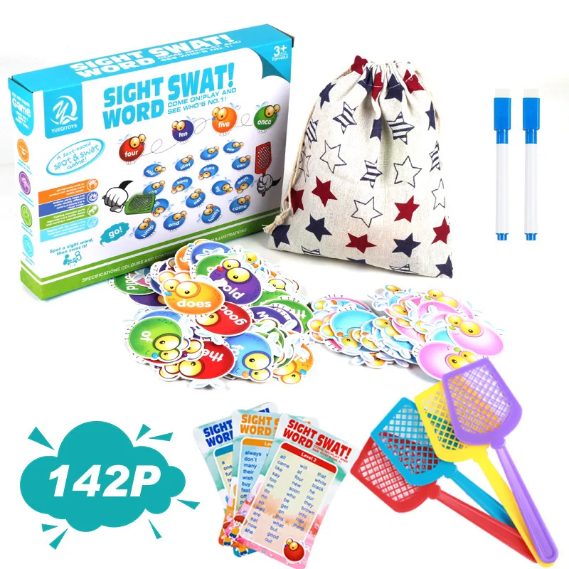 Children's board game toy crazy fly swatter and word game with storage ...