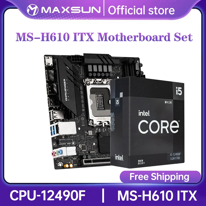 Maxsun Mini Conjunto De Placa-mãe Challenger H610 Itx Intel I5 12490f ...
