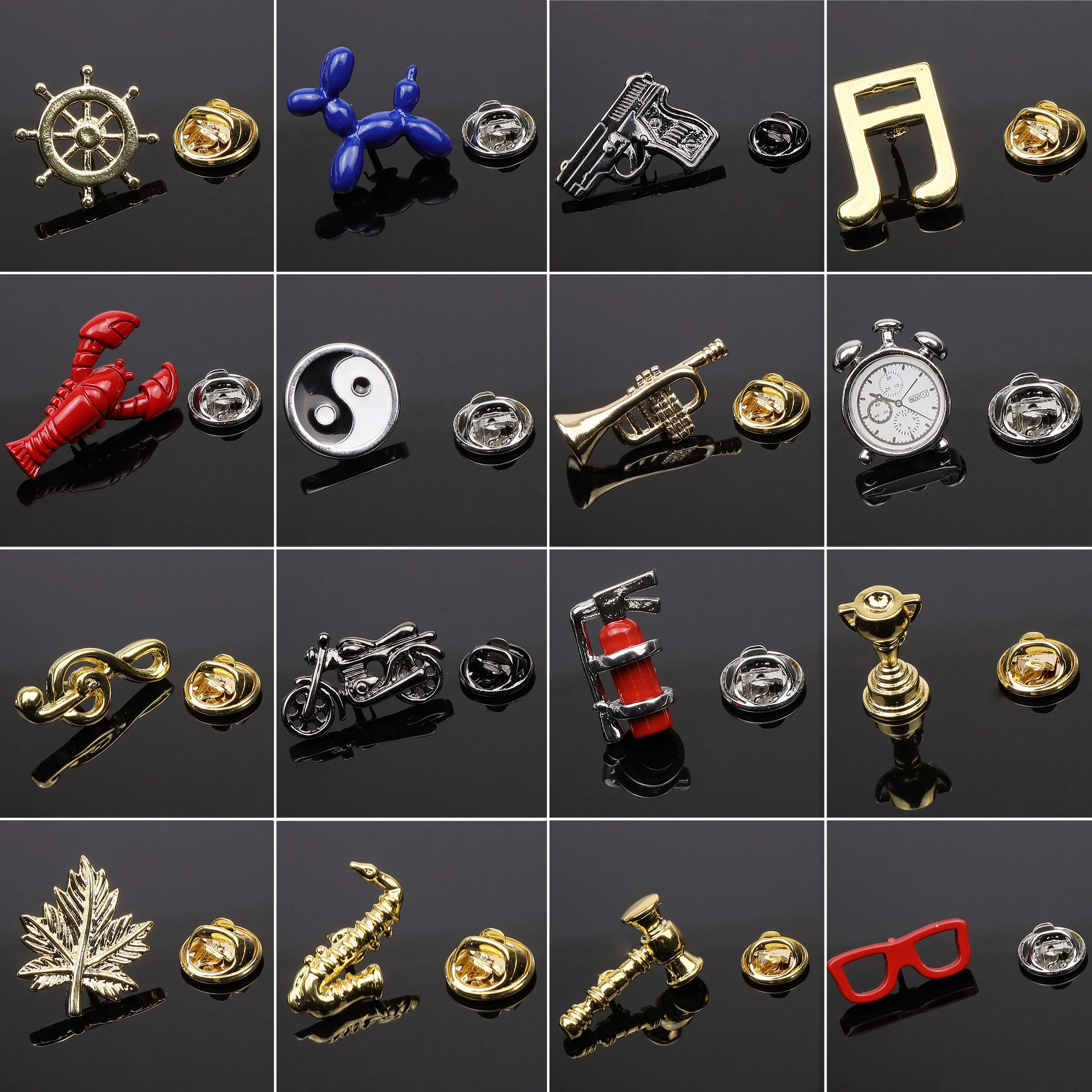 High Quality Men's Lapel Pin Golden Noveltly Brooch Sax Music Mote ...