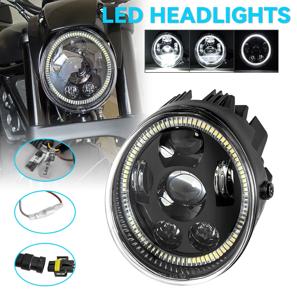 Farol-dianteiro-LED-para-V-Rod-farol-de-baixo-feixe-de-motocicleta-60W ...