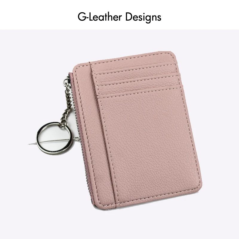 Tarjetero personalizado con cremallera, cartera suave de cuero Pu ...
