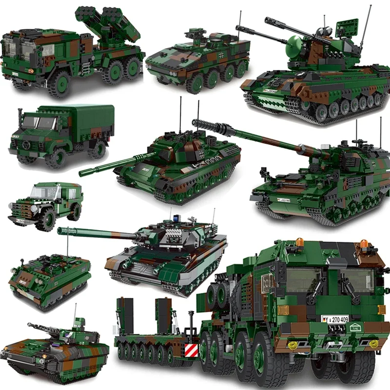 DIY-Germany-Military-Series-HX-8-Elefant-Tractor-PZH2000-Cannon-Leopard ...