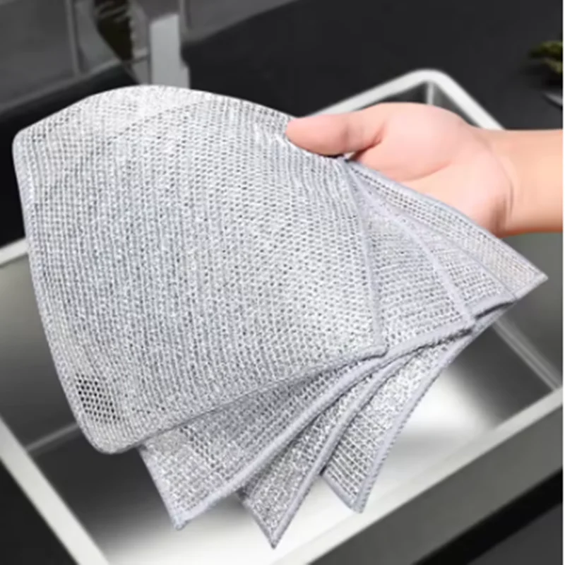 Metal Steel Wire Rags Cloth Home Kitchen Pot Pan Dishwashing Double ...