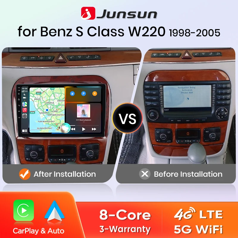 Junsun 8 Core Wireless CarPlay Android Auto Car Radio For Mercedes Benz ...