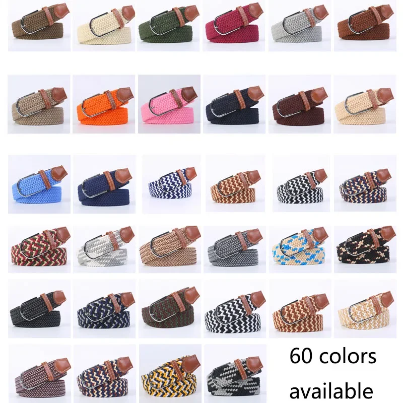 130cm-Women-Casual-Knitted-Elastic-Belt-Pin-Buckle-Webbing-Strap-Woven ...