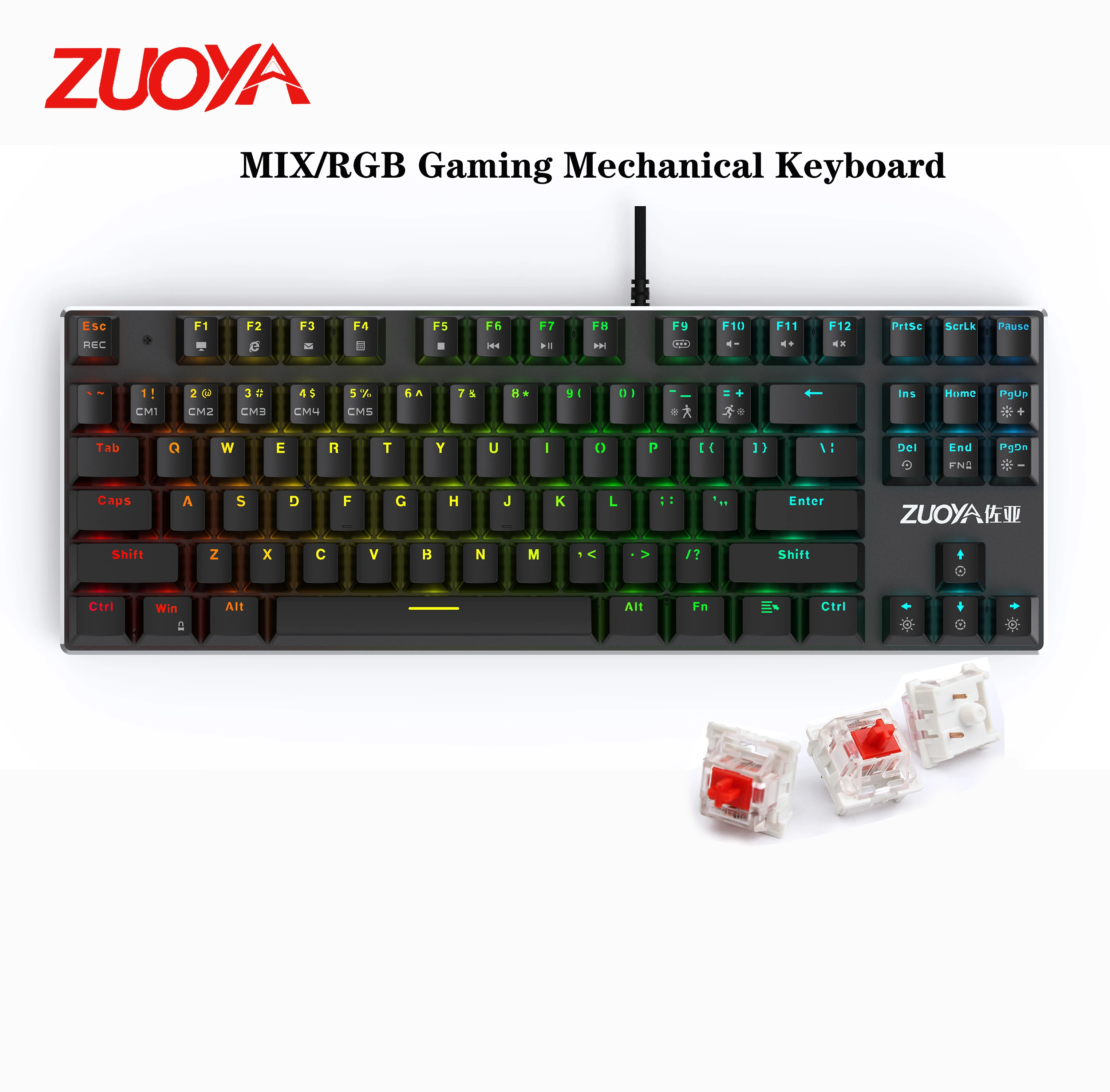 Gaming Mechanical Keyboard Blue Red Switch 87key Ru/us Wired Keyboard ...