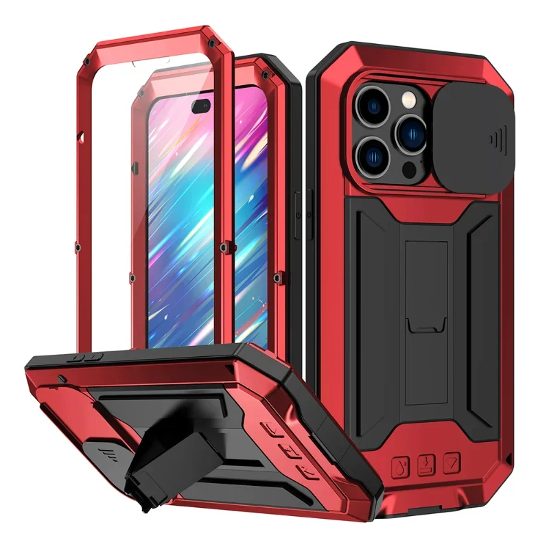 Rugged Metal Phone Case For iPhone 16 15 13 Pro Max 14 Plus Heavy Duty ...