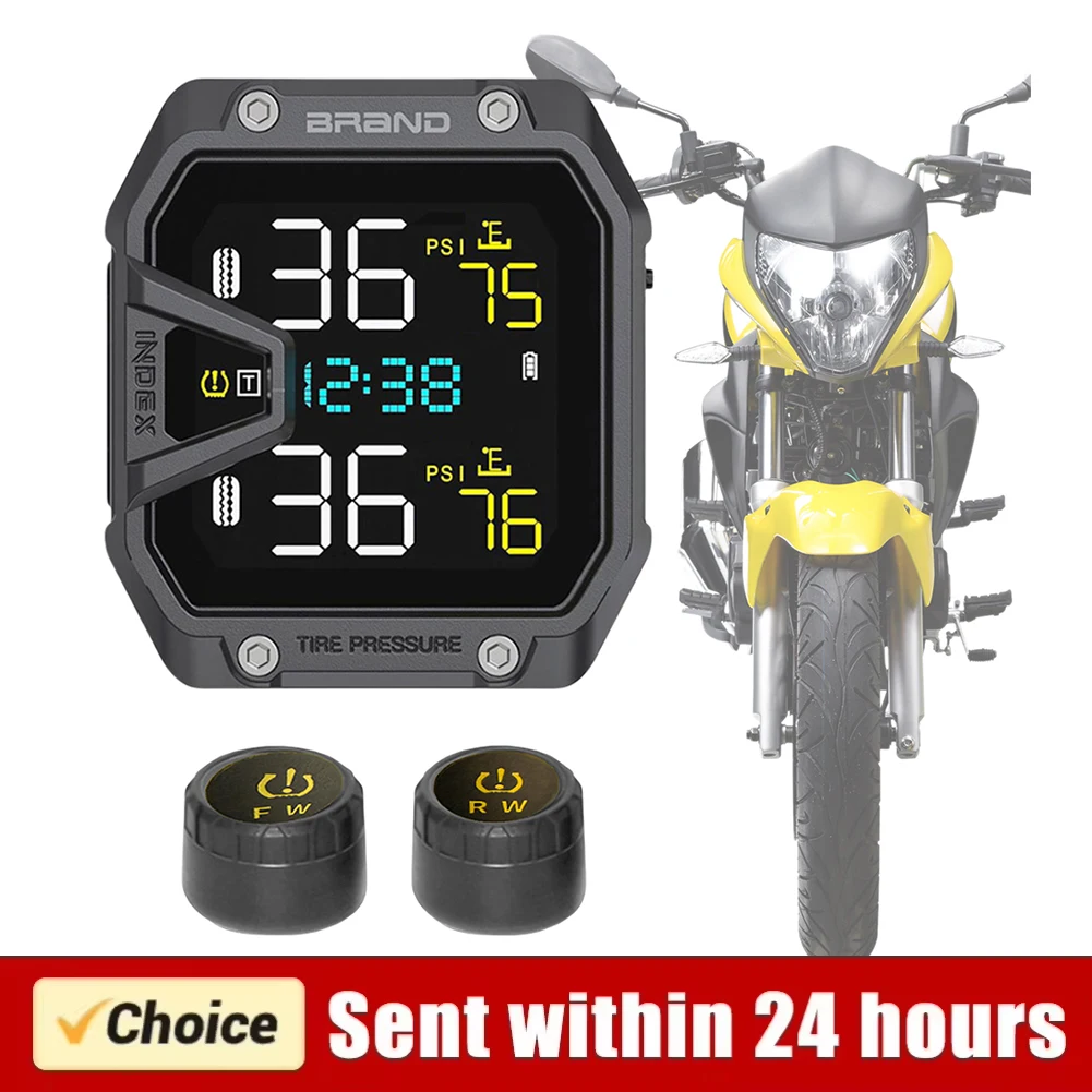 Motorcycle TPMS Tire Pressure Monitoring System LCD Display Motorbike ...