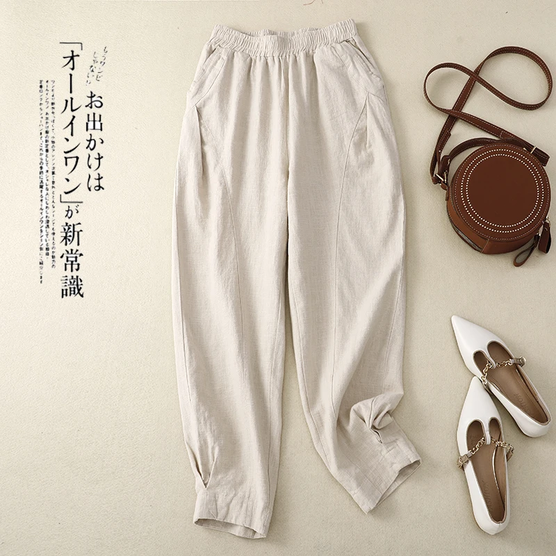 2023-Womens-Spring-Summer-Retro-Loose-Wide-leg-Pants-Casual-Ramie-Pants ...