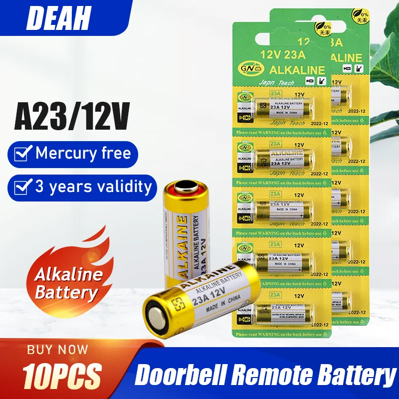 10pcs/Lot A23 23A 12V Alkaline Battery 21/23 E23A MN21 MS21 EL12 V23GA ...