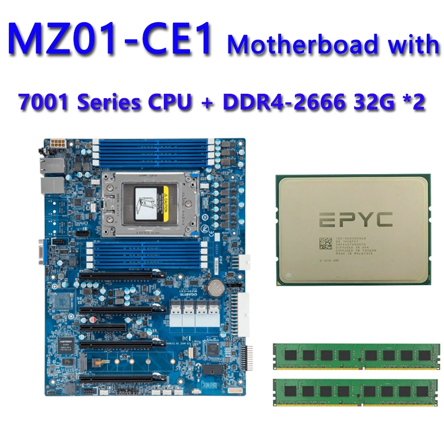 MZ01-CE1-REV-2-X-Motherboard-32GB-DDR4-2666-EPYC-7261-7251-7371-7351 ...
