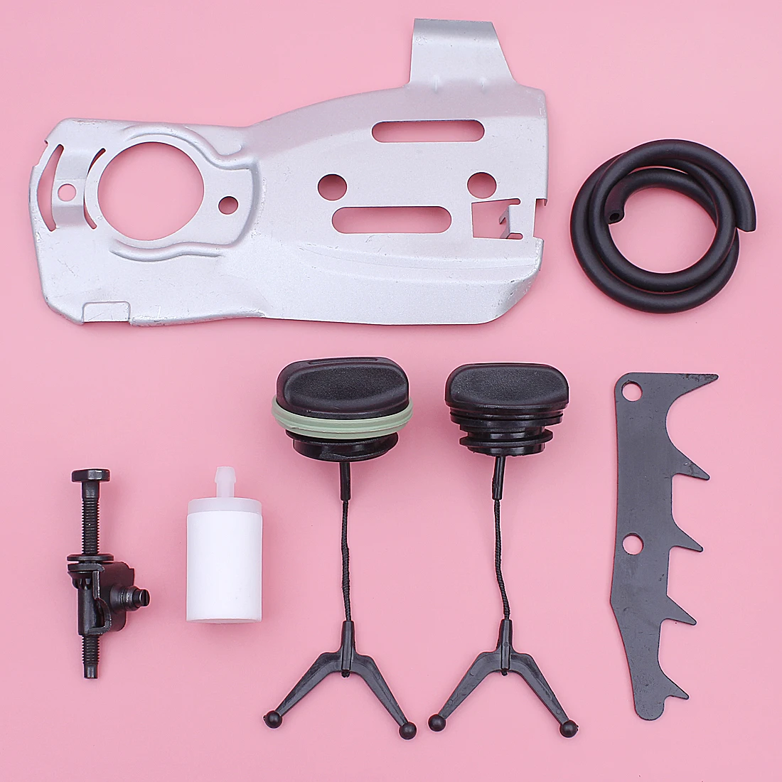 Chain Guide Bar Plate Adjuster Fuel Filter Line Oil Cap For Husqvarna ...