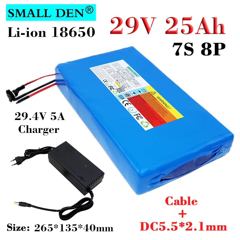 29v 25ah 18650 Li-ion Battery Pack 7s8p 25000mah High Capacity 29.4v ...
