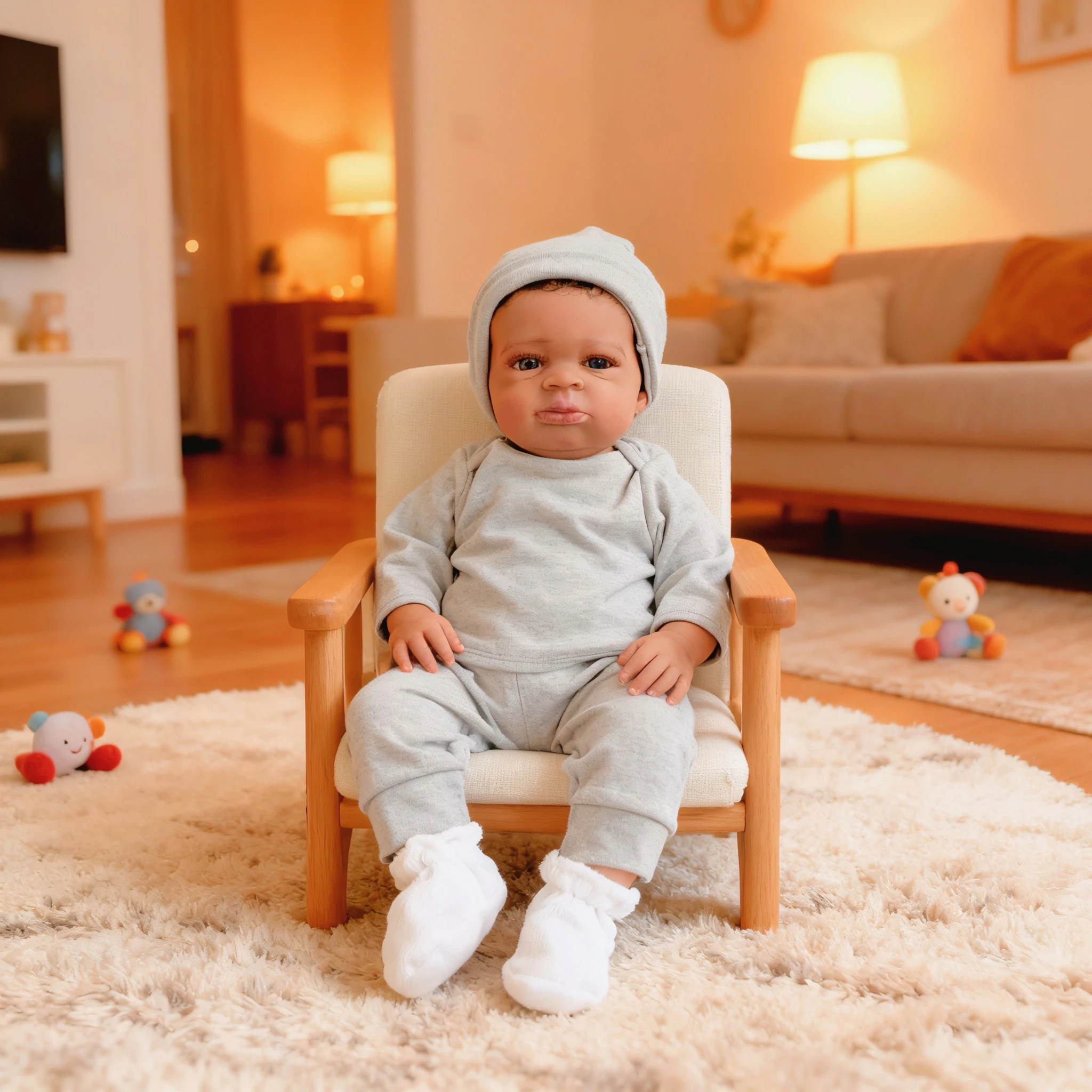 NPK 20-inch Dark Brown Skin Lifelike Reborn Baby Doll Lanny Art Made 3D ...