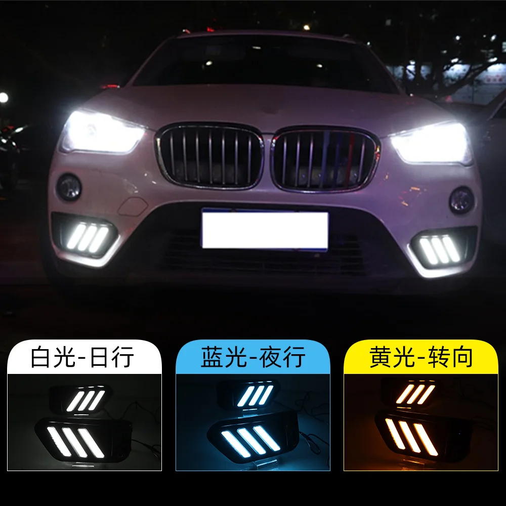 For-BMW-15-19-X1-daytime-running-lights-F48-F49-front-fog-light-frame ...