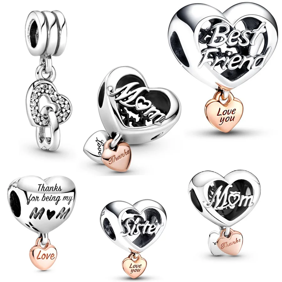 Love-You-Best-Friend-Heart-Charm-Interlocking-Hearts-Dangle-Bead ...