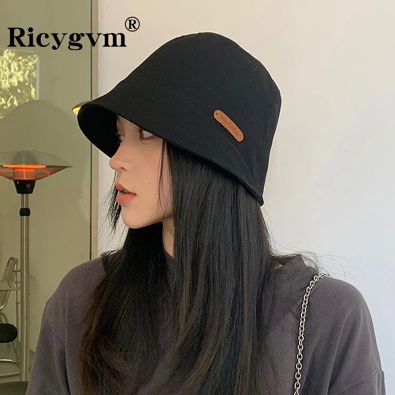 New Japanese Women Bucket Hat Fashion Cotton Soild Color Foldable ...