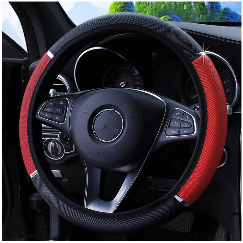 Universal 38CM Car Steering Wheel Cover High Quality Leather Anti-Slip ...