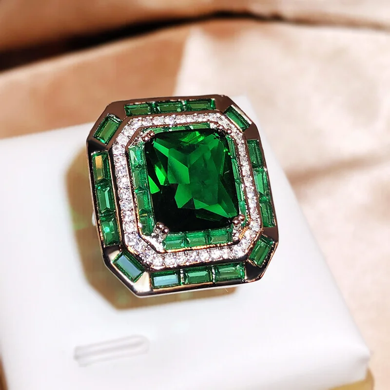 Hot-Sale-New-Imitation-Emerald-Tourmaline-Opening-Ring-Female-Luxury ...