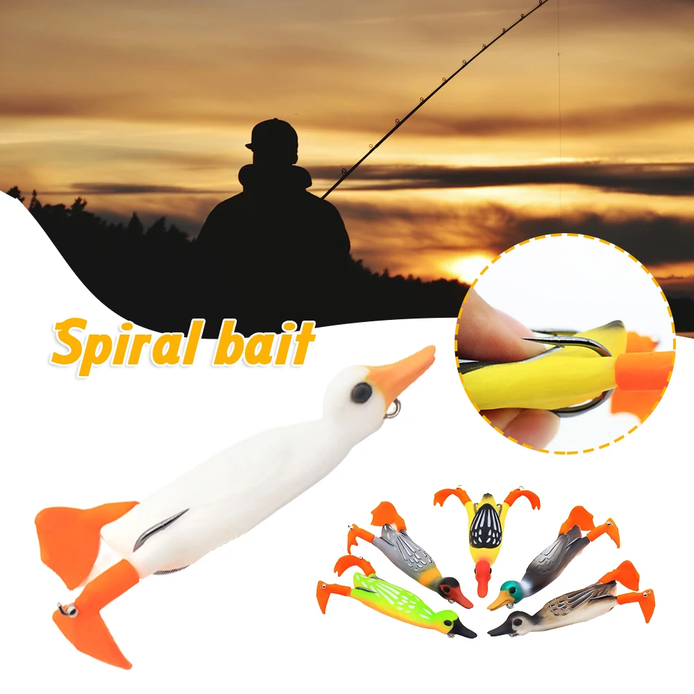 3D Duck Topwater Fishing Lure Plopping and Splashing Feet Soft Fishing ...