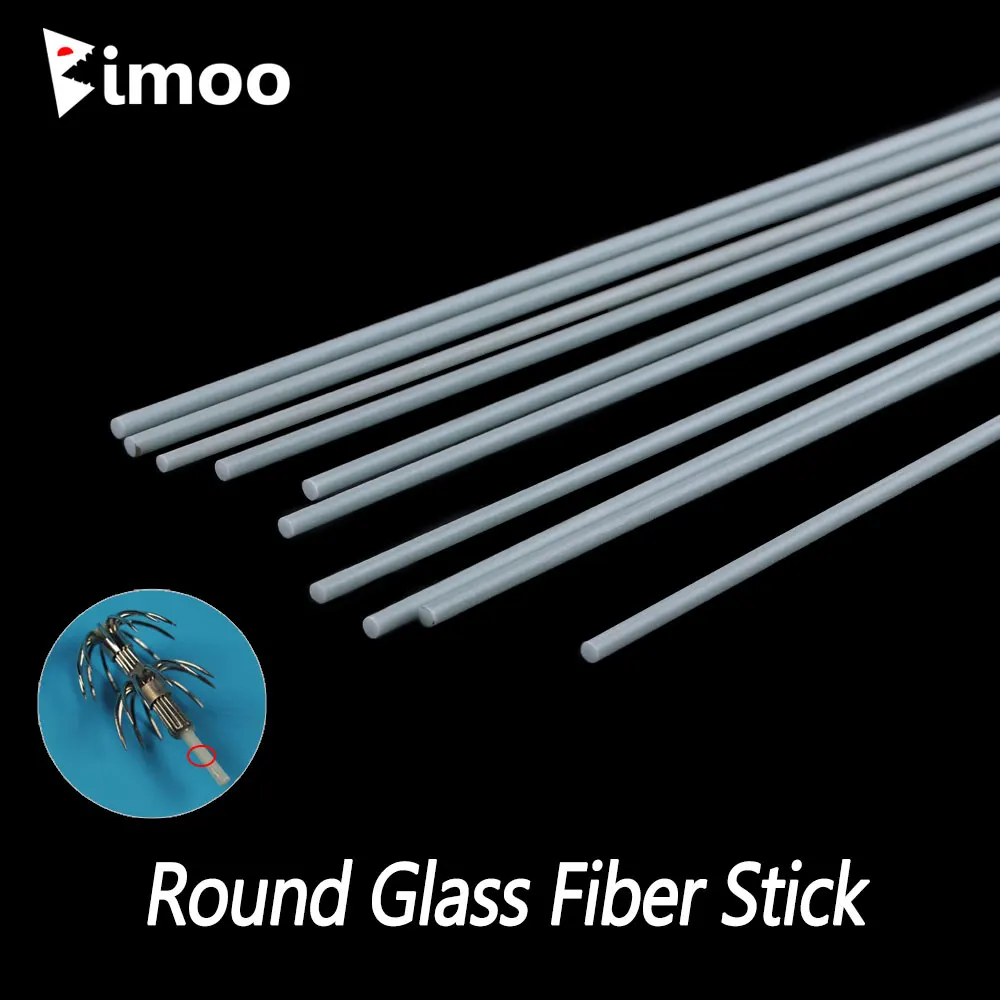 Bimoo 둥근 유리 섬유 스틱, 100mm ~ 0.8mm, 오징어 지그 후크용, DIY 낚시 플로트 테일 재료, 낚시 도구 ...