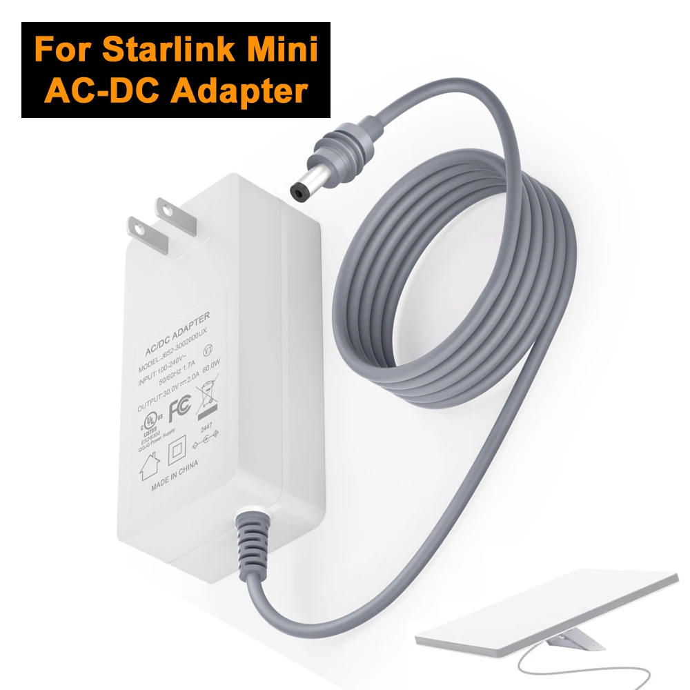 For Starlink Mini Power Cable 60W AC to DC Adapter 30V 2A Output 18AWG ...