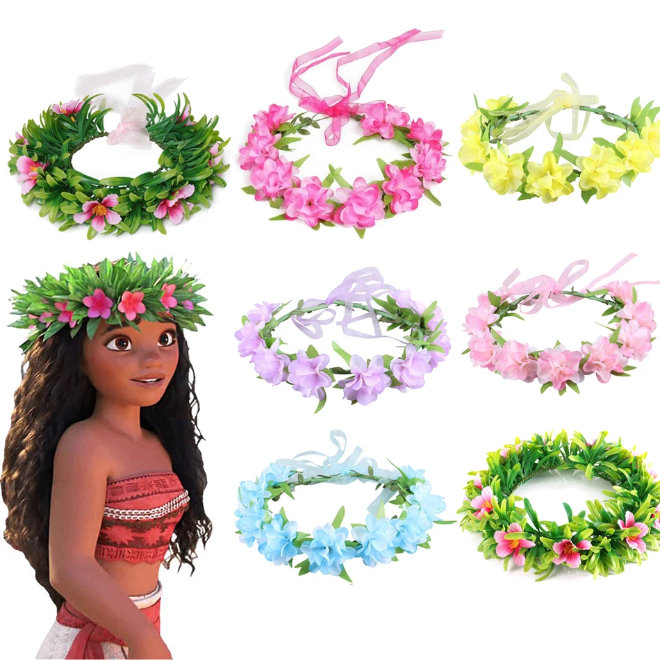 Disney-Moana-Garland-Green-Wreath-Women-Girl-Hair-Accessories-Floral ...