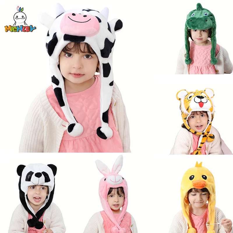 MICHLEY-Cute-Winter-Plush-Hats-With-Ear-Flaps-Warm-Soft-Flannel-Hat ...