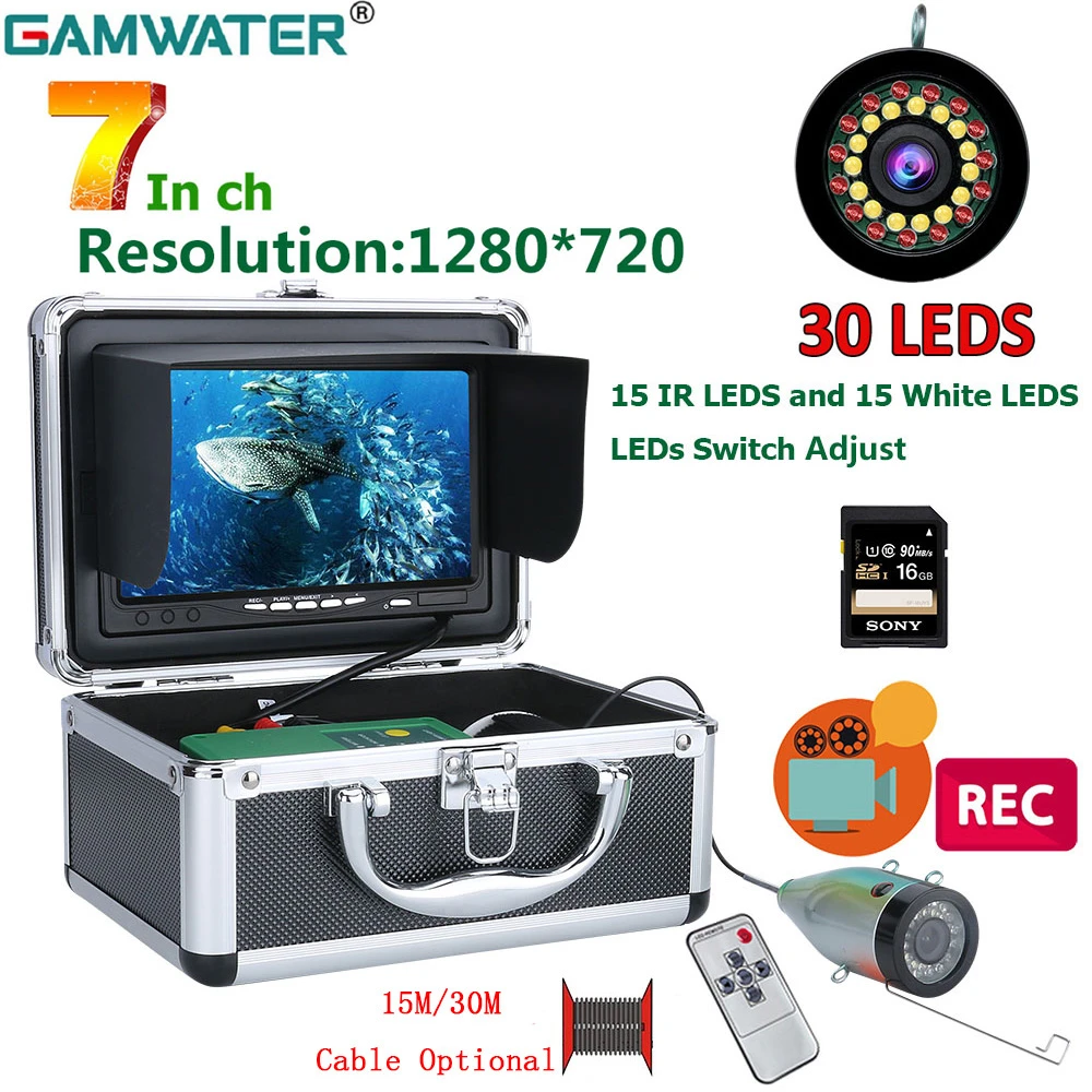 Gamwater Hd 1080p 30pcs Led Underwater Fishing Camera Record 7'' Ips ...