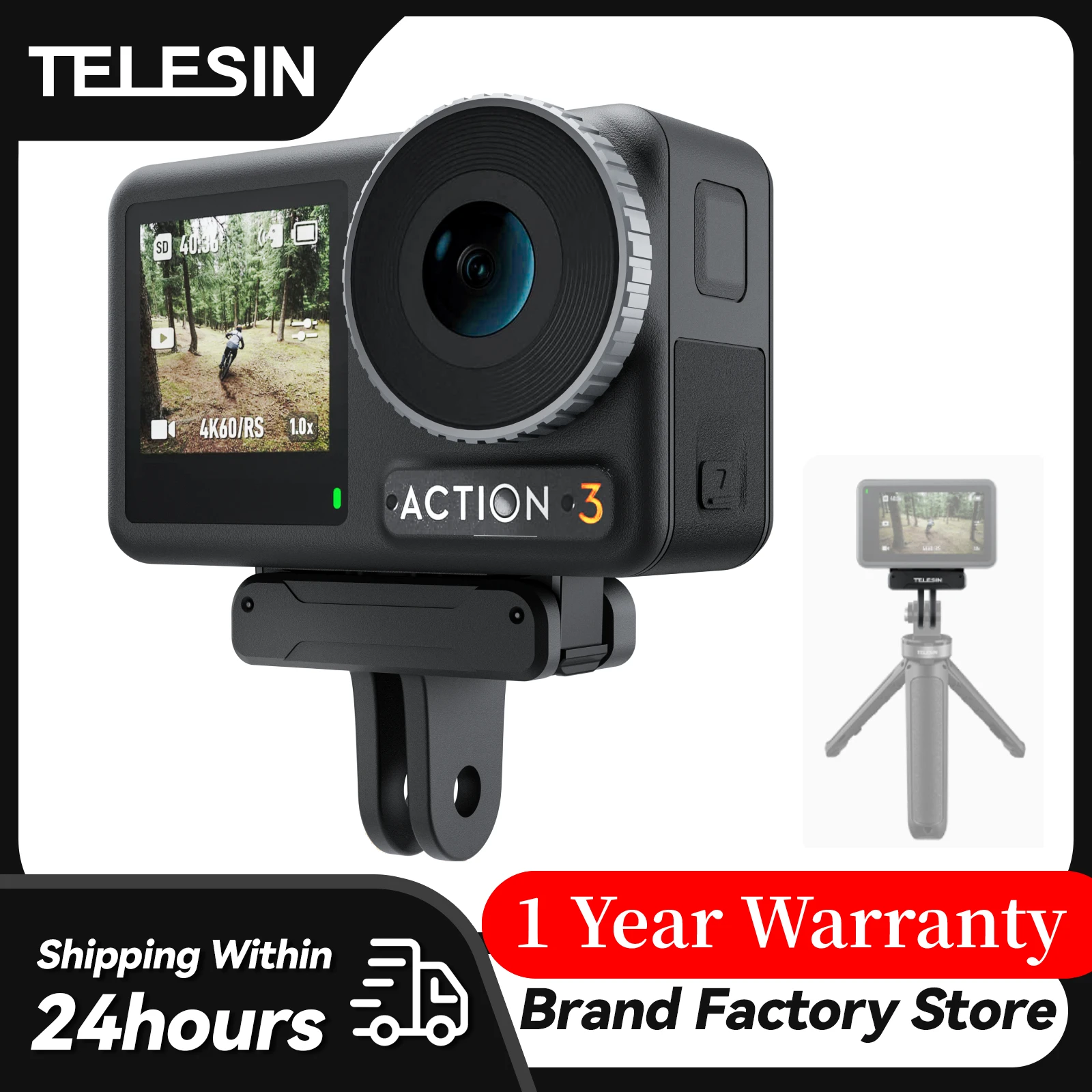 TELESIN-For-DJI-Action-5pro-Magnetic-Two-Claw-Adapter-1-4-Thread ...