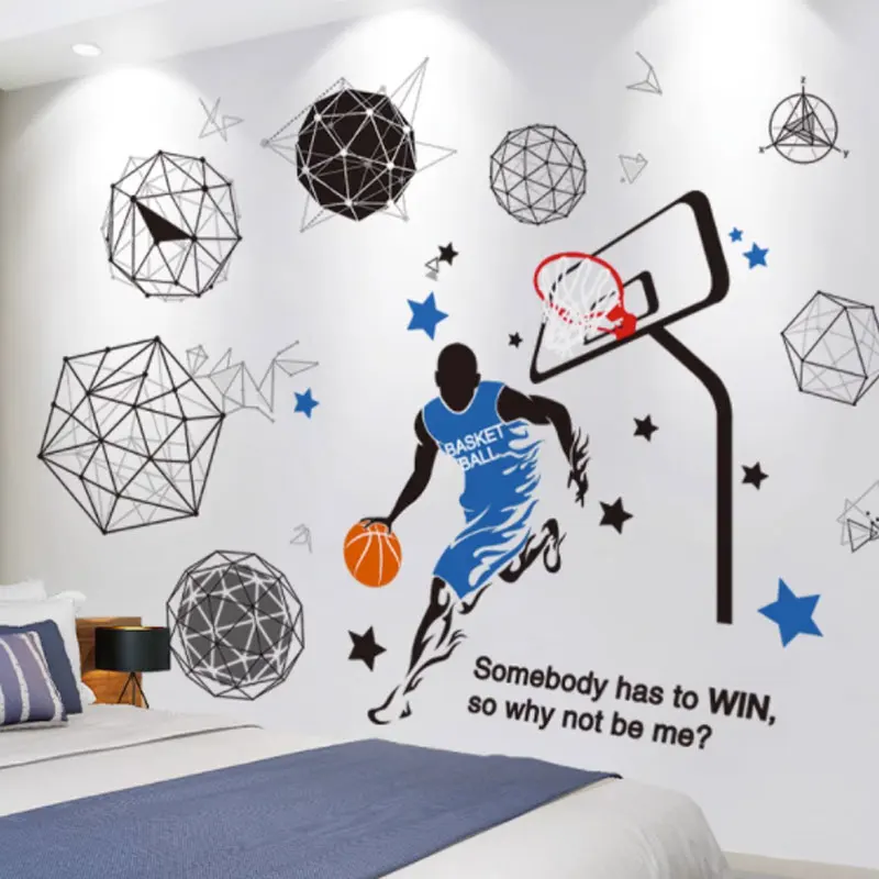 Basketball-Player-Wall-Sticker-DIY-Geometric-Patterns-Wall-Decor-Decals ...
