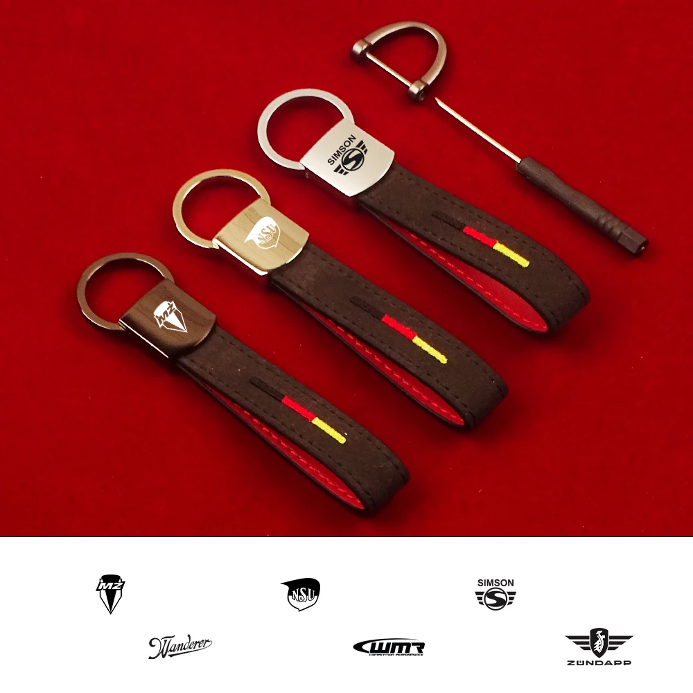 Horseshoe Germany Flag Motorcycle Pu Suede Key Chain Leather Keyring ...