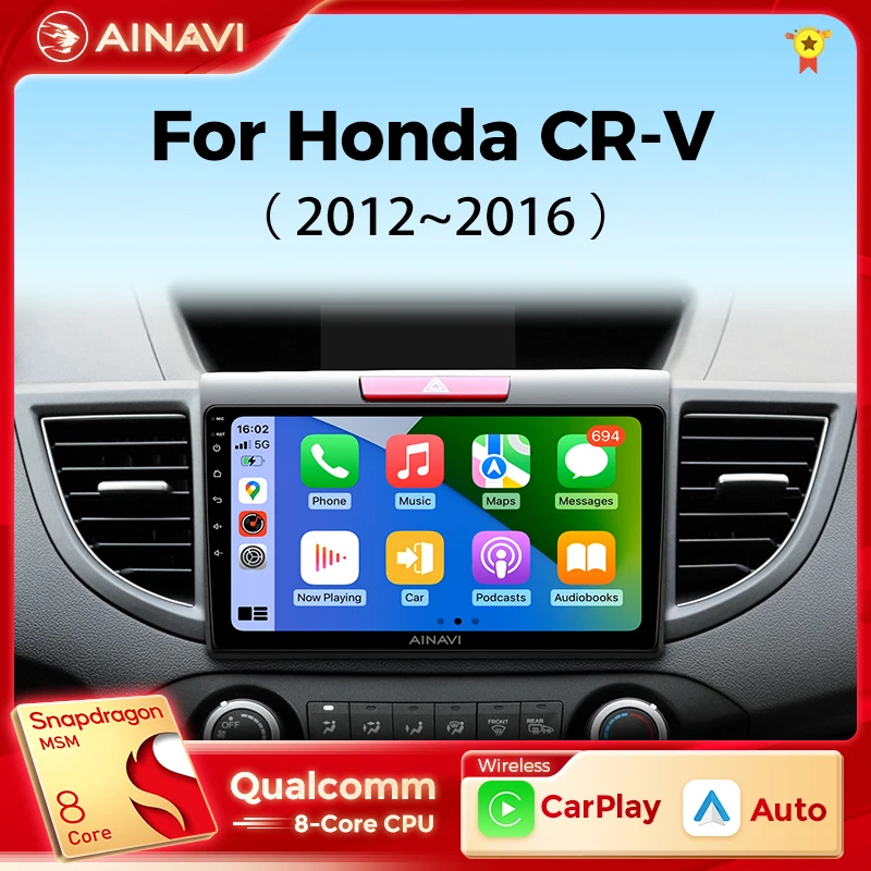 Ainavi Car Radio For Honda CRV CR-V 2012-2016 Carplay Android Auto Qualcomm Car Stereo ...