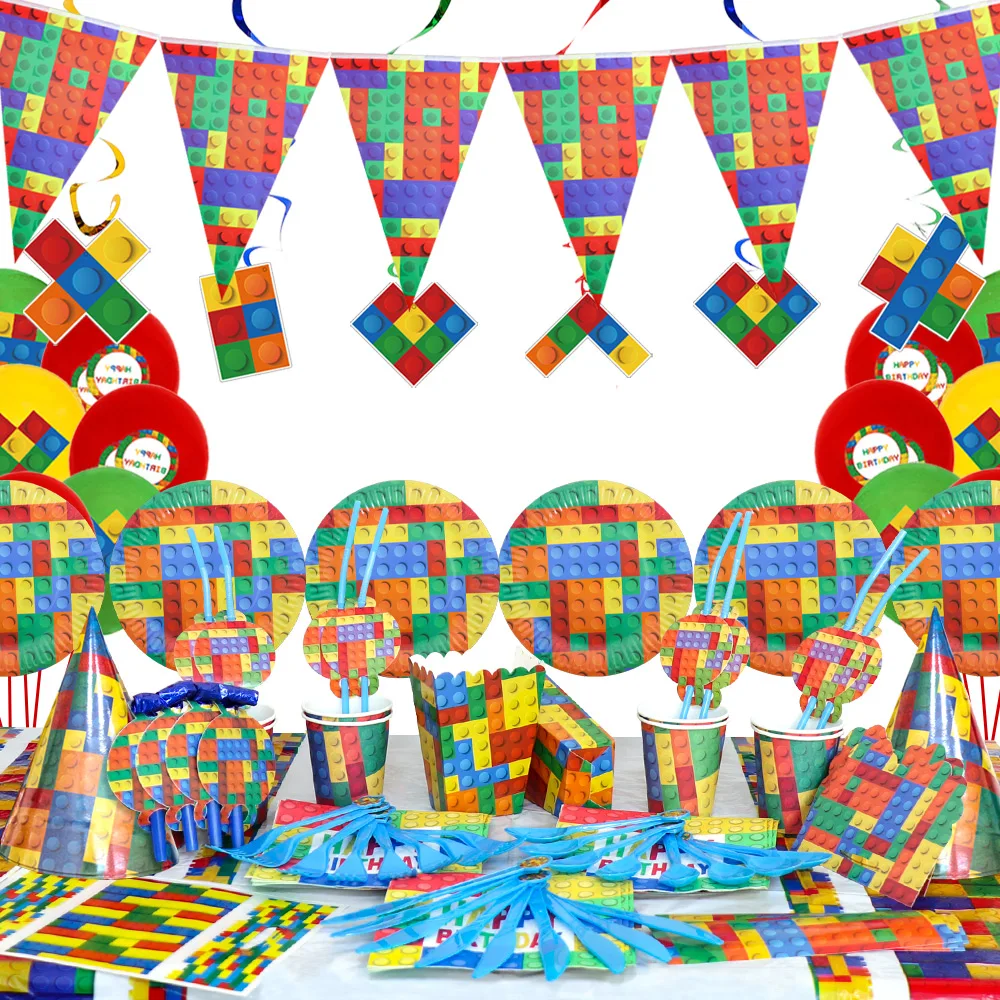 Colorful-Themed-Building-Blocks-Bday-Party-Supplies-Birthday-Party ...