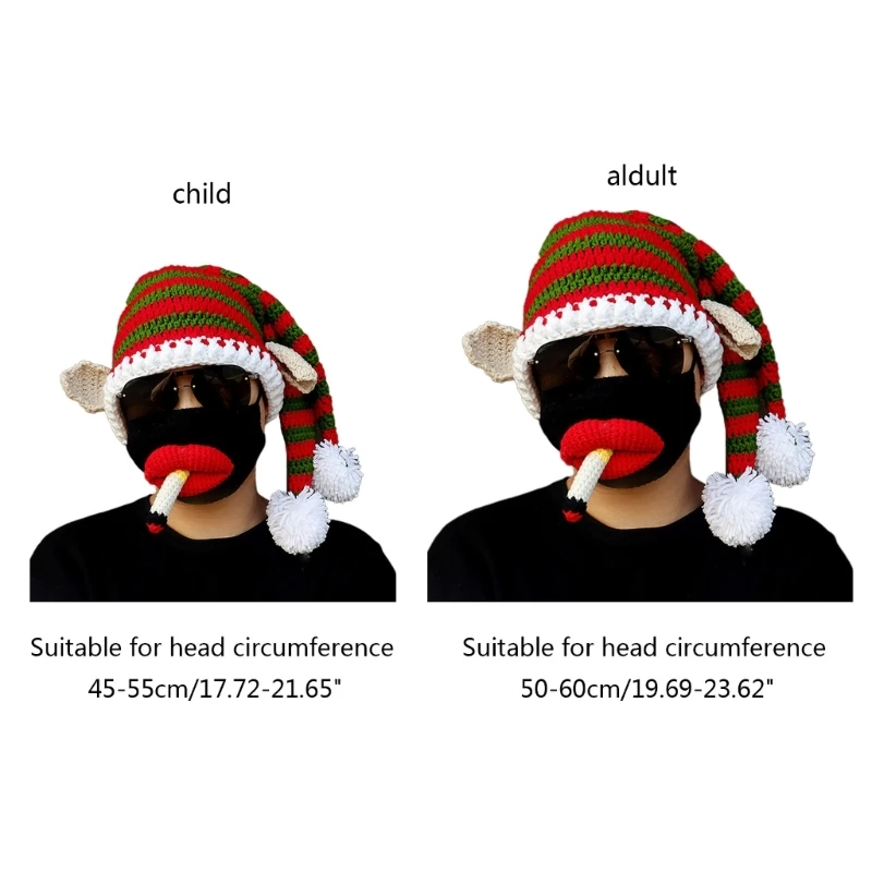 Funny-Christmas-Party-Hat-Knit-Beanie-Caps-with-Pom-pom-Novelty-Santa ...