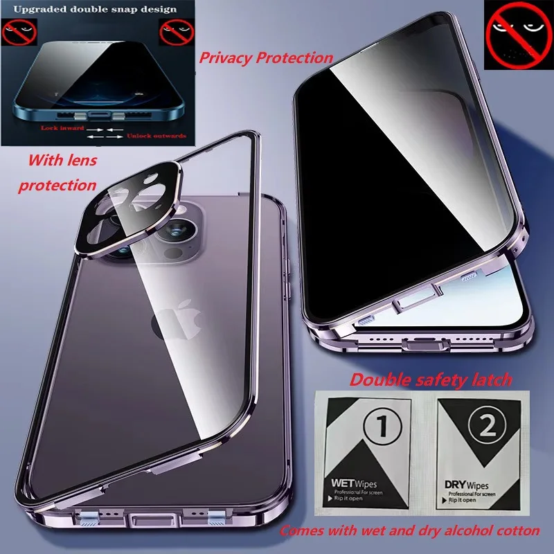 Privacy-Protection-Metal-Double-Sided-Glass-Case-For-iPhone-12-13Mini ...