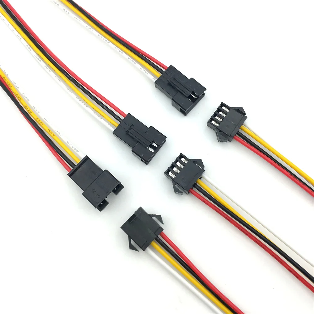 100 Pair 4 Pin LED Strip JST SM 2.54mm Connector Male or Female Adapter ...