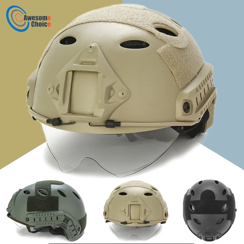 War Game Helmet With Wing Glass Goggles Protective Fast Helmet Tactical ...