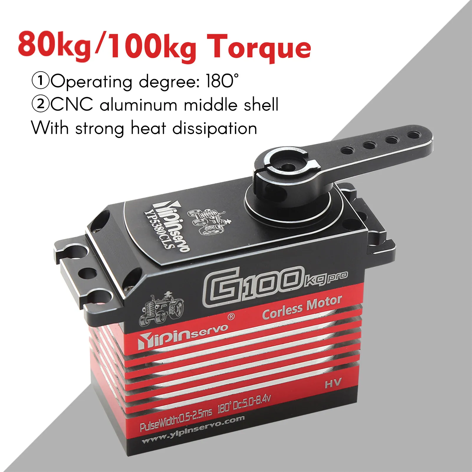 YIPINServo-80kg-Full-Metal-Coreless-Big-Model-Servos-Waterproof-Large ...