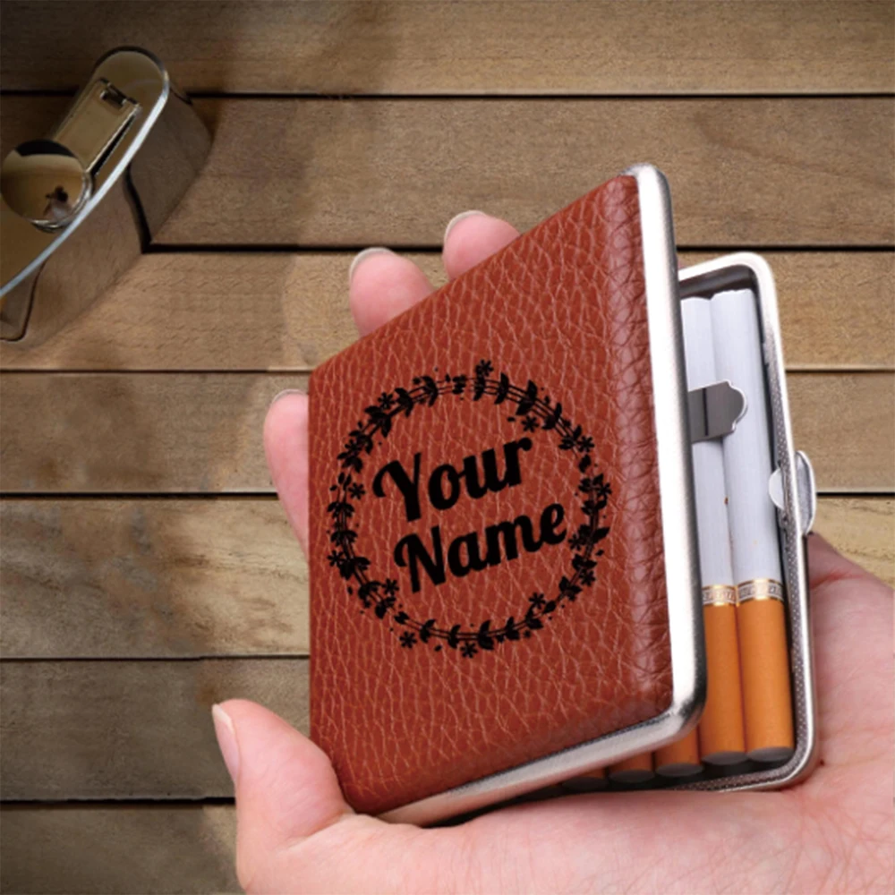 Logo Custom Cigarette Holder for 20 Cigarettes, Leather Cigarette Case ...