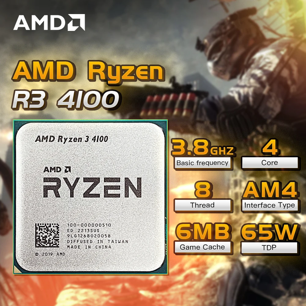 Amd novo ryzen 3 4100 r3 4100 cpu jogo processador soquete am4 4 núcleo ...
