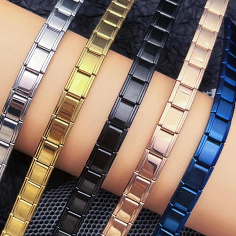 Italian-Elastic-Charm-Bracelet-9mm-Width-Stainless-Steel-Bangle-Fashion ...